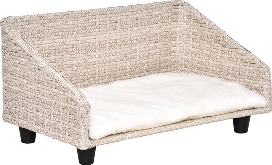 PawHut Kattenmand hondenbank met kussens vier poten rotan stijl ...