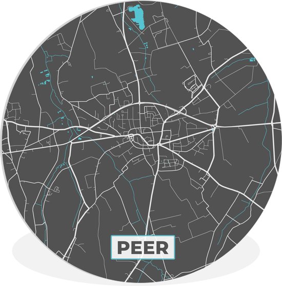 Wall Circle - Wall Circle Indoor - België - Poire - City Map - Map - Blauw - Carte - ⌀... | bol.com