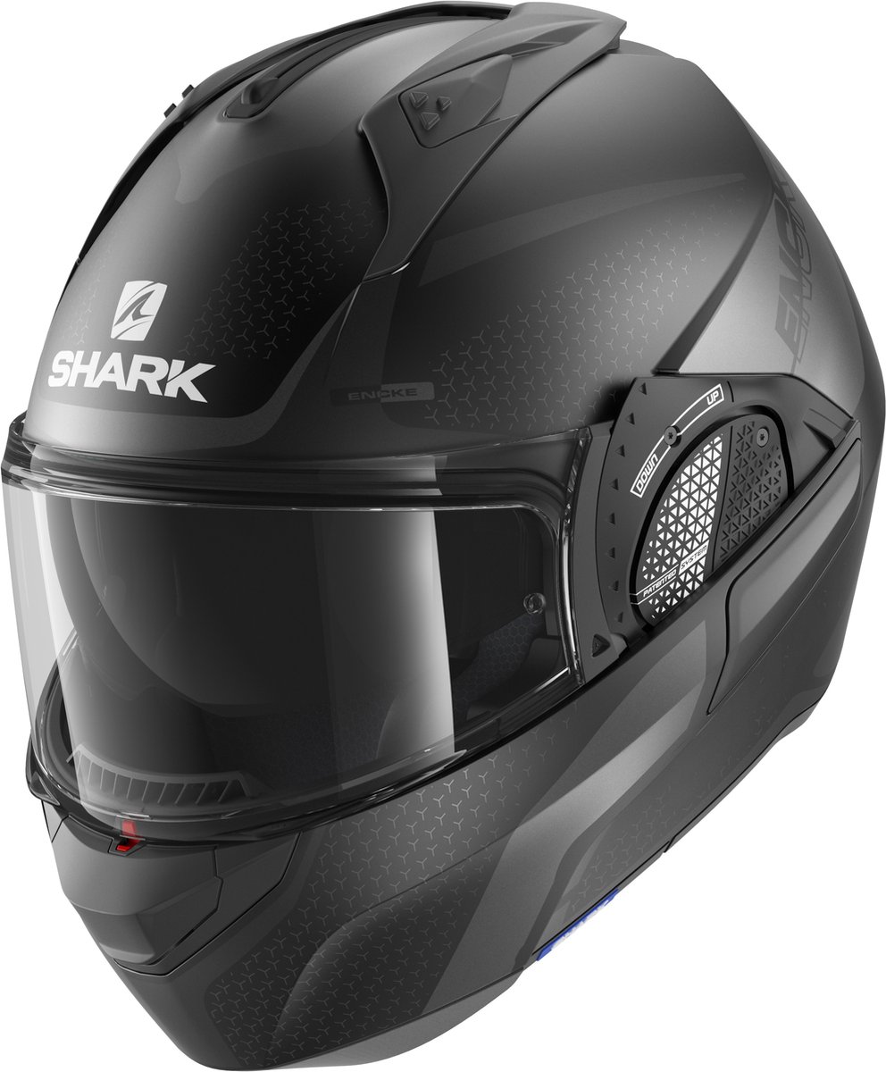 SHARK EVO GT ENCKE Motorhelm Systeemhelm MAT Zwart Antraciet Antraciet - Maat L | bol.com
