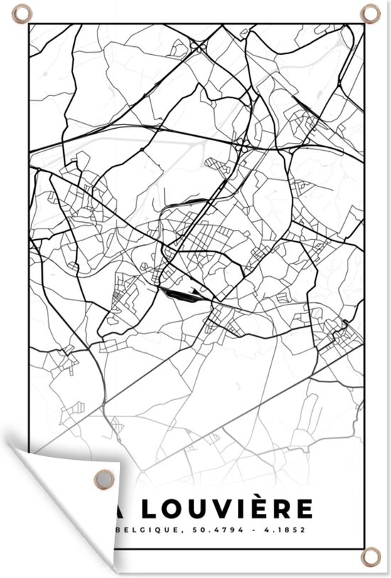 Tuindecoratie België – La Louvière – Stadskaart – Kaart – Zwart Wit ...