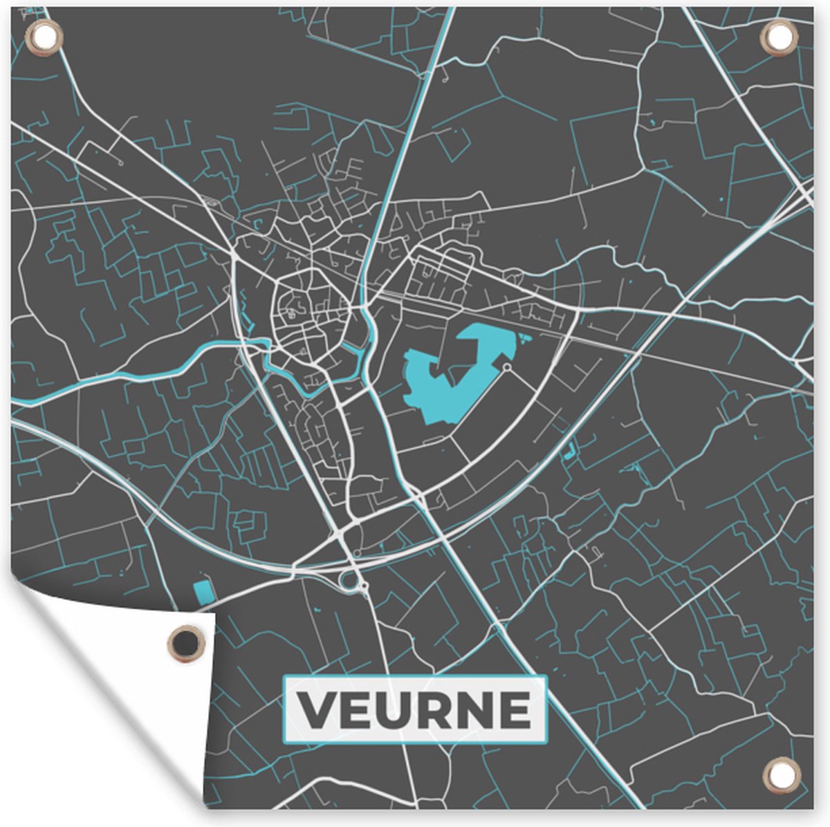 Tuinposters Stadskaart – Grijs - Kaart – Veurne – België – Plattegrond ...