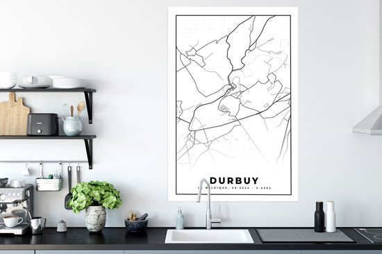 Affiche Zwart Wit – België – Carte – Plan de Ville – Carte – Durbuy ...