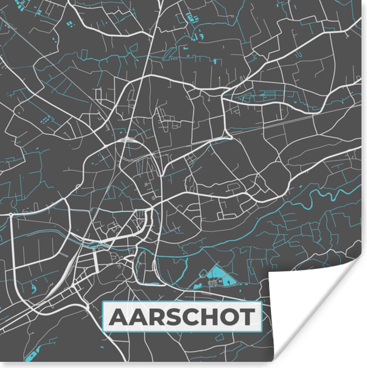 Poster België – Aarschot – Stadskaart – Kaart – Blauw – Plattegrond ...