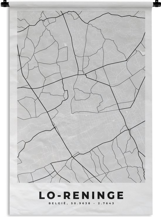 Wandkleed - Wanddoek - Stadskaart – Zwart Wit - Kaart – Lo Reninge ...
