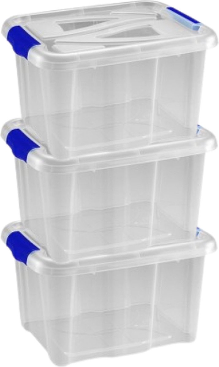 Opbergbox met Deksel - 30L - 3 Stuks - Transparant | bol.com