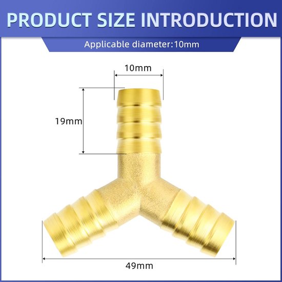 Inovra Plus - Messing slangpilaar 3-weg Y-vormige fitting met klemmen - Set van 5 stuks | bol