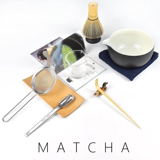 Bluestone Glaze Matcha Kit - Kom met schenktuit garde theelepel ...