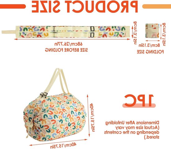 Foldable Shopping Bags in Pocket Reusable Folding Bags Oxford Fabric ...