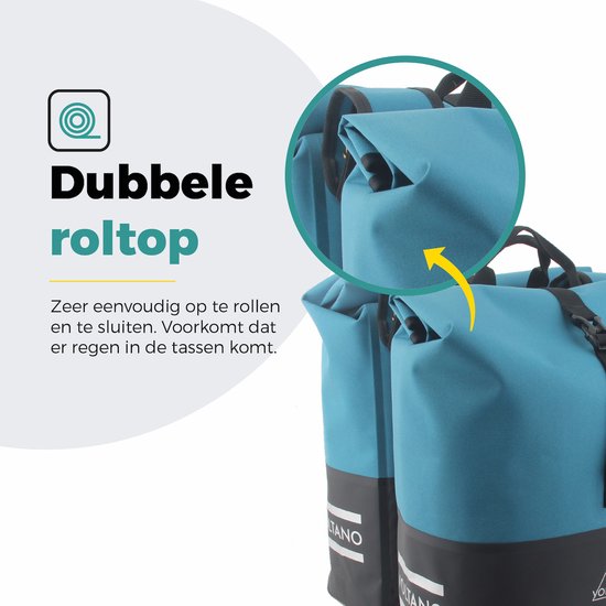 Voltano Dubbele Fietstas Rolltop Reflective Special Edition - Zwart ...