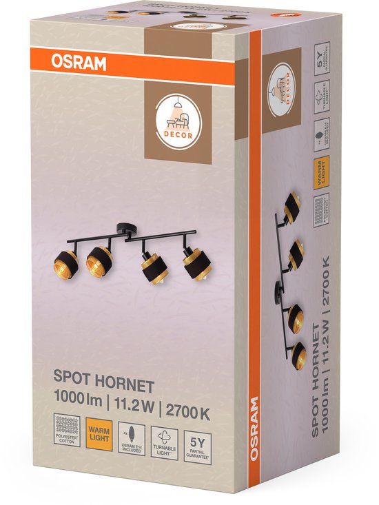 OSRAM LED Spot Hornet 4X2.8W 827 E14 Zwart, dimbaar, warm wit (2700 K ...