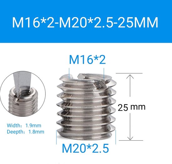 Reducer Nut with Male Thread, Pack of 10 M16 x 2 - M20 x 2.5 - 25 mm ...