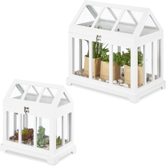 Titel: Mini kweekkas set van 2 voor vensterbank - plantenkas voor ...