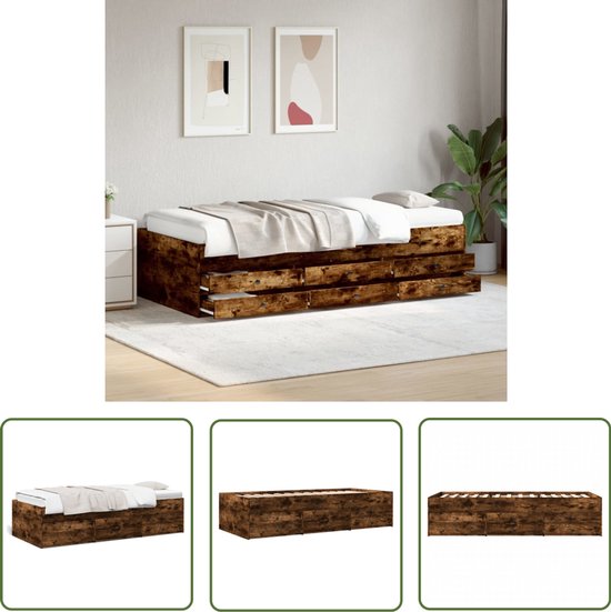 vidaXL Bruine Slaapbank - Slaapbank - Slaapbank met lades zonder matras ...