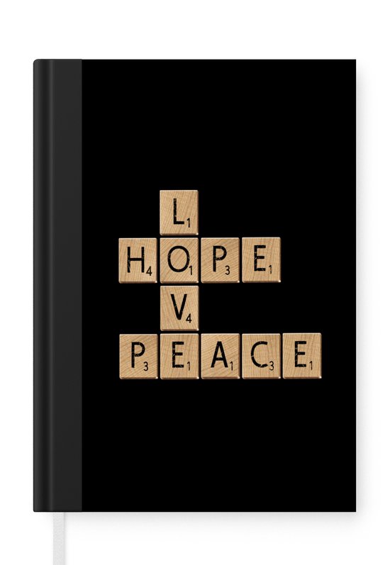 Notitieboek - Schrijfboek - Quotes - Love hope peace - Scrabble ...