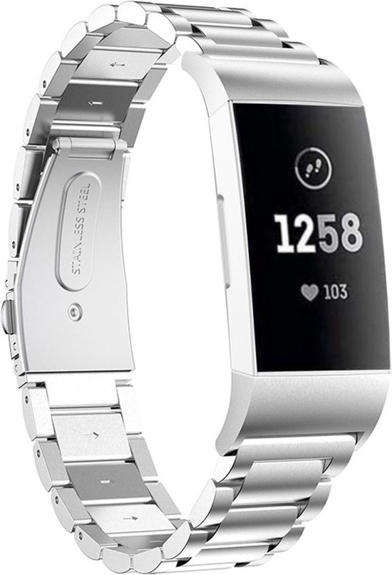 Fitbit Charge 4 / Charge 3 Bandje Roestvrij Staal met Schakels Zilver | bol
