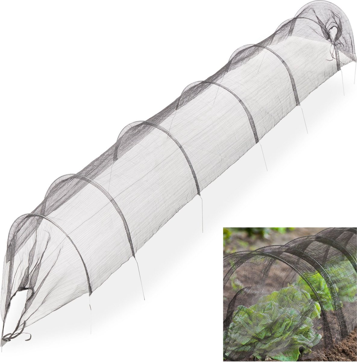 Kweektunnel met zwart gaasnet - 300x45x45 cm | bol.com