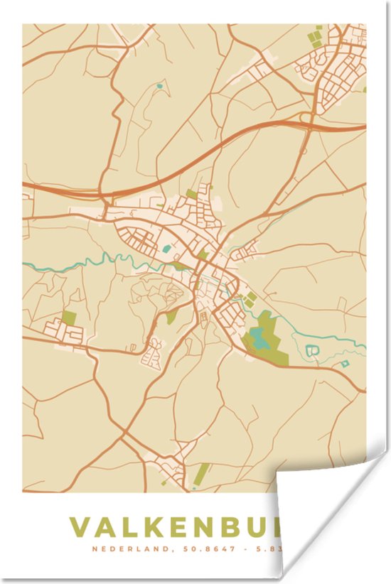 Poster Plattegrond - Valkenburg - Stadskaart - Kaart - 20x30 cm | bol
