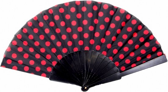 Spaanse waaier zwart met rode stippen | bol