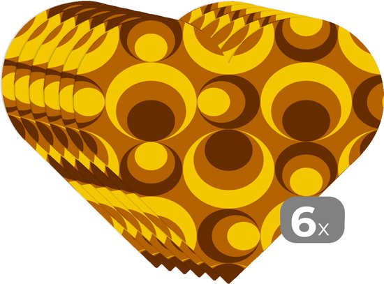 Onderleggers - Placemats - Placemats hartje - Patronen - Retro - Bruin ...