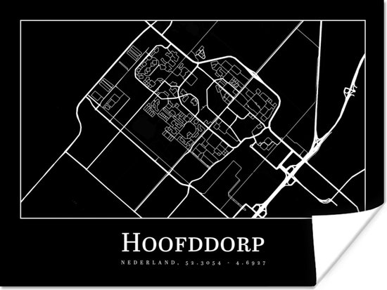 Poster Plattegrond - Hoofddorp - Kaart - Stadskaart - 160x120 cm XXL | bol