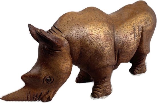 Rhinocéros en bois / Statue en bois faite à la Handgemaakt / Statue indonésienne | bol.com