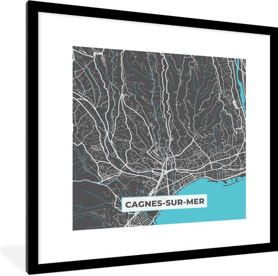 Fotolijst incl. Poster - Cagnes-sur-Mer - Frankrijk - Plattegrond ...
