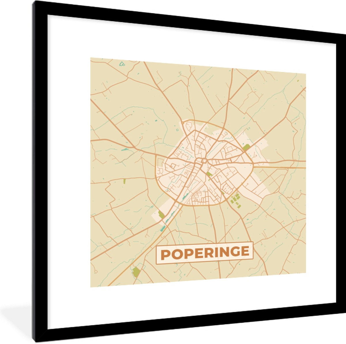 Fotolijst incl. Poster - Kaart - Stadskaart - Plattegrond - België ...
