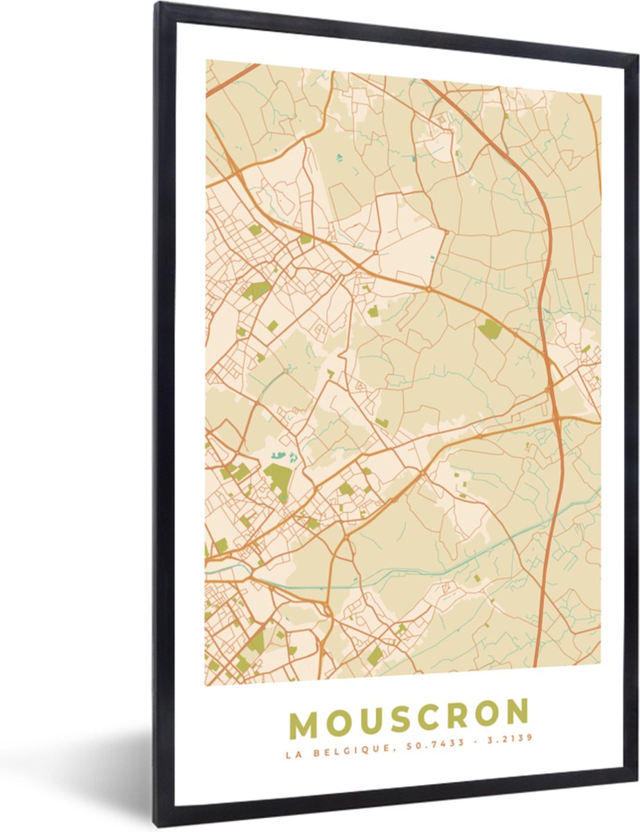Fotolijst incl. Poster - Plattegrond - Kaart - Mouscron - Stadskaart ...