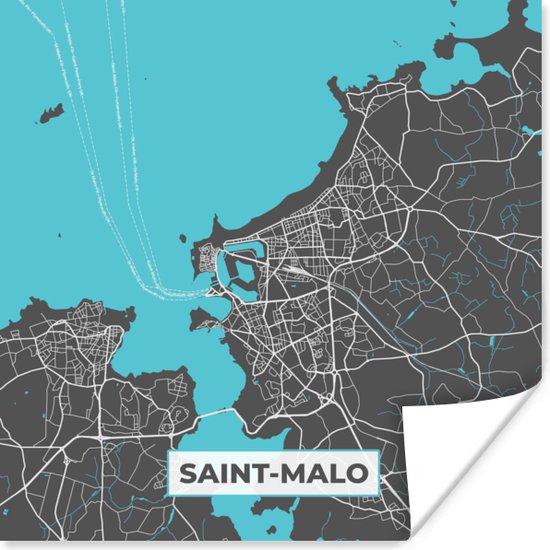 Poster Saint-Malo - Frankrijk - Plattegrond - Stadskaart - Kaart ...