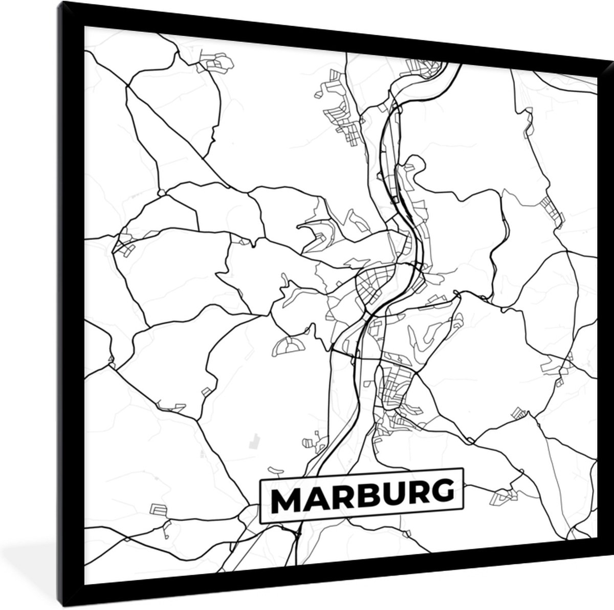 Fotolijst incl. Poster - Plattegrond - Kaart - Marburg - Stadskaart ...
