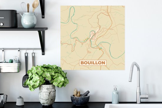 Affiche City Map - Map - Bouillon - Map - Vintage - 50x50 cm | bol