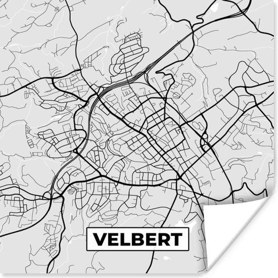 Poster Duitsland - Plattegrond - Velbert- Kaart - Stadskaart - 30x30 cm ...