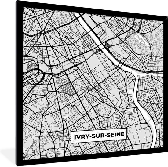 Fotolijst incl. Poster - Plattegrond - Ivry-sur-Seine - Stadskaart ...