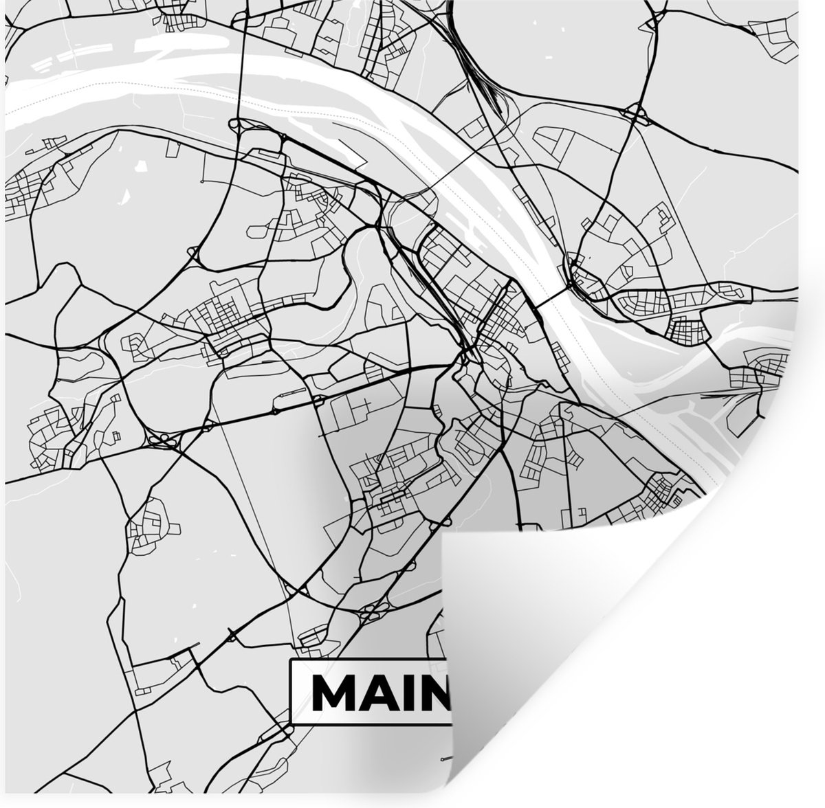 Muurstickers - Mainz - Kaart - Stadskaart - Plattegrond - Duitsland ...