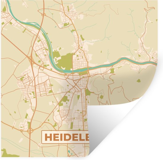 Muurstickers - Plattegrond - Heidelberg - Kaart - Stadskaart - Vintage ...