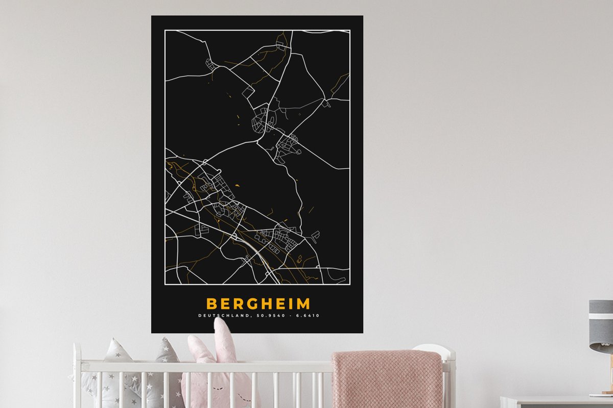 Muurstickers - Duitsland – Black and Gold – Bergheim – Stadskaart ...