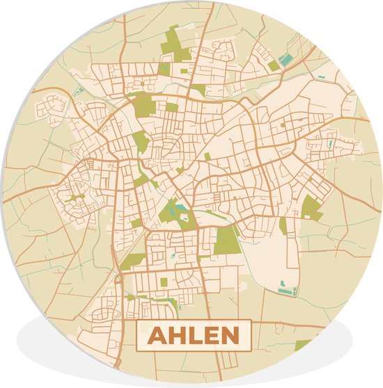 Wall Circle - Wall Circle Indoor - Map - Ahlen - Vintage - Map - City ...
