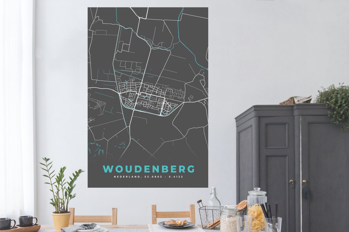 Poster Kaart - Plattegrond - Woudenberg - Stadskaart - 120x180 cm XXL ...