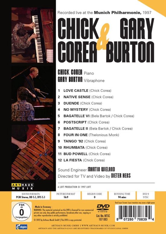 Chick Corea & Gary Burton - Jazz (Dvd) | Dvd's | bol