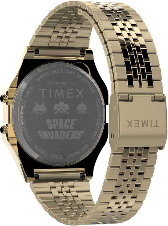 Timex T80 X Space Invaders TW2V30100 Horloge - Staal - Goudkleurig - Ø ...