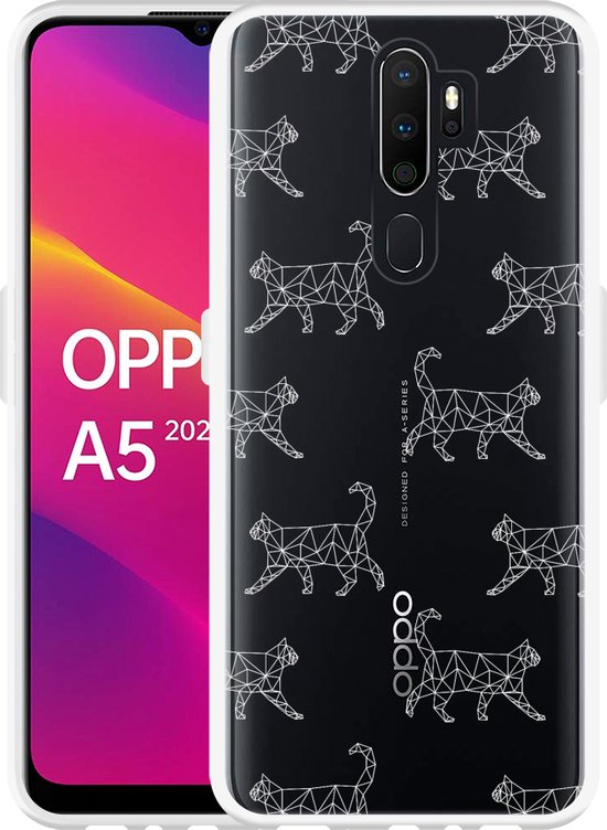 Oppo A5 2020 Hoesje Geometric Cats - Designed by Cazy | bol.com