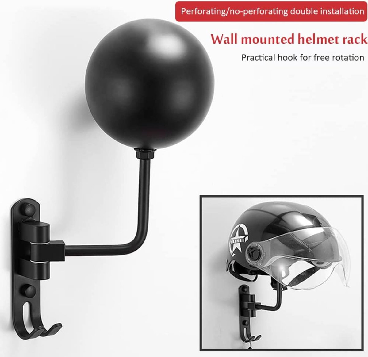 Helmhouder wandsteun ophangsysteem - helm kapstok standaard incl. 2 ...