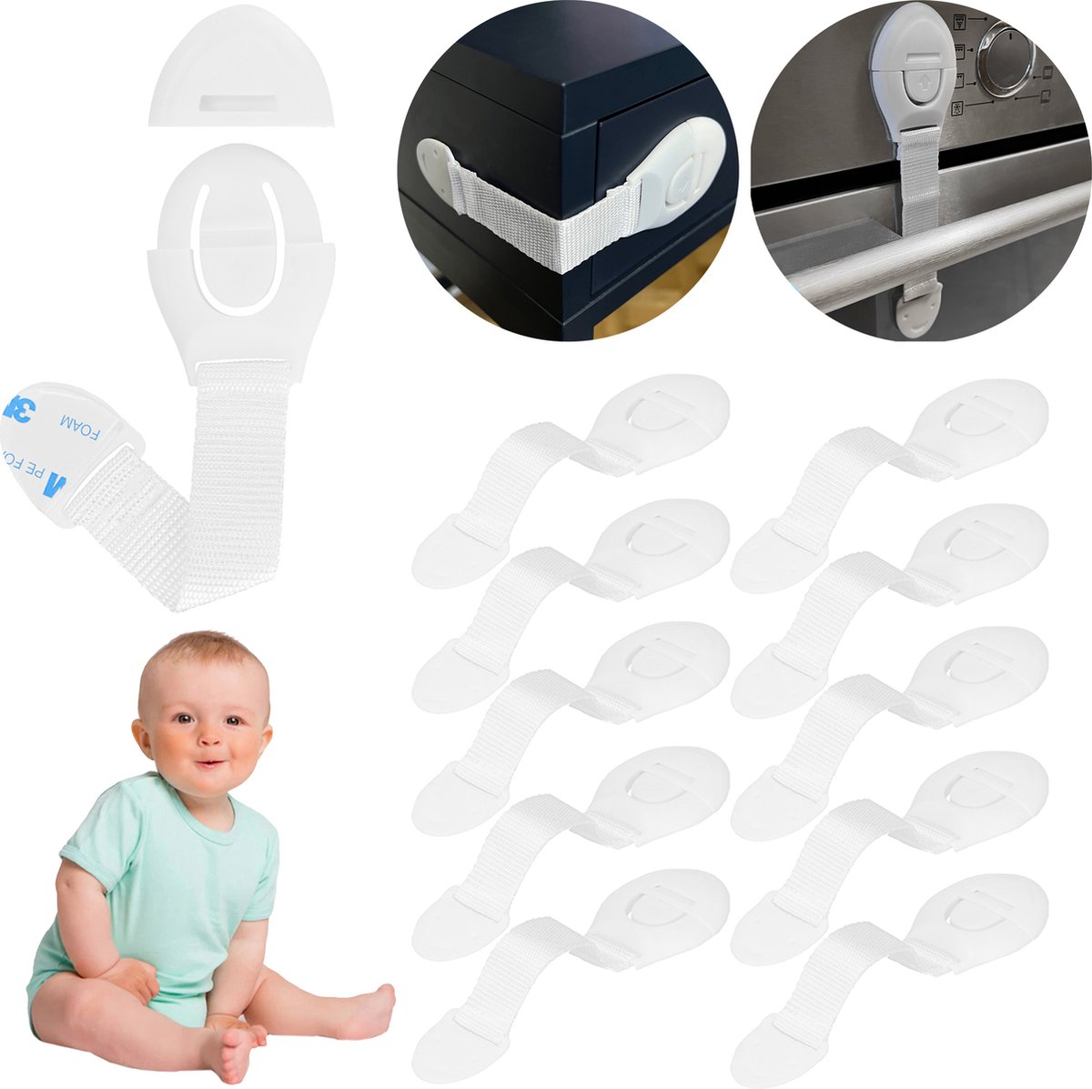 Springos Kinderslot Kastjes - 10 Stuks - 20 x 5 cm - Wit | bol.com