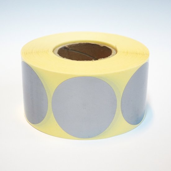 Blanco Stickers op rol 50mm rond - 1000 etiketten per rol - mat zilver ...