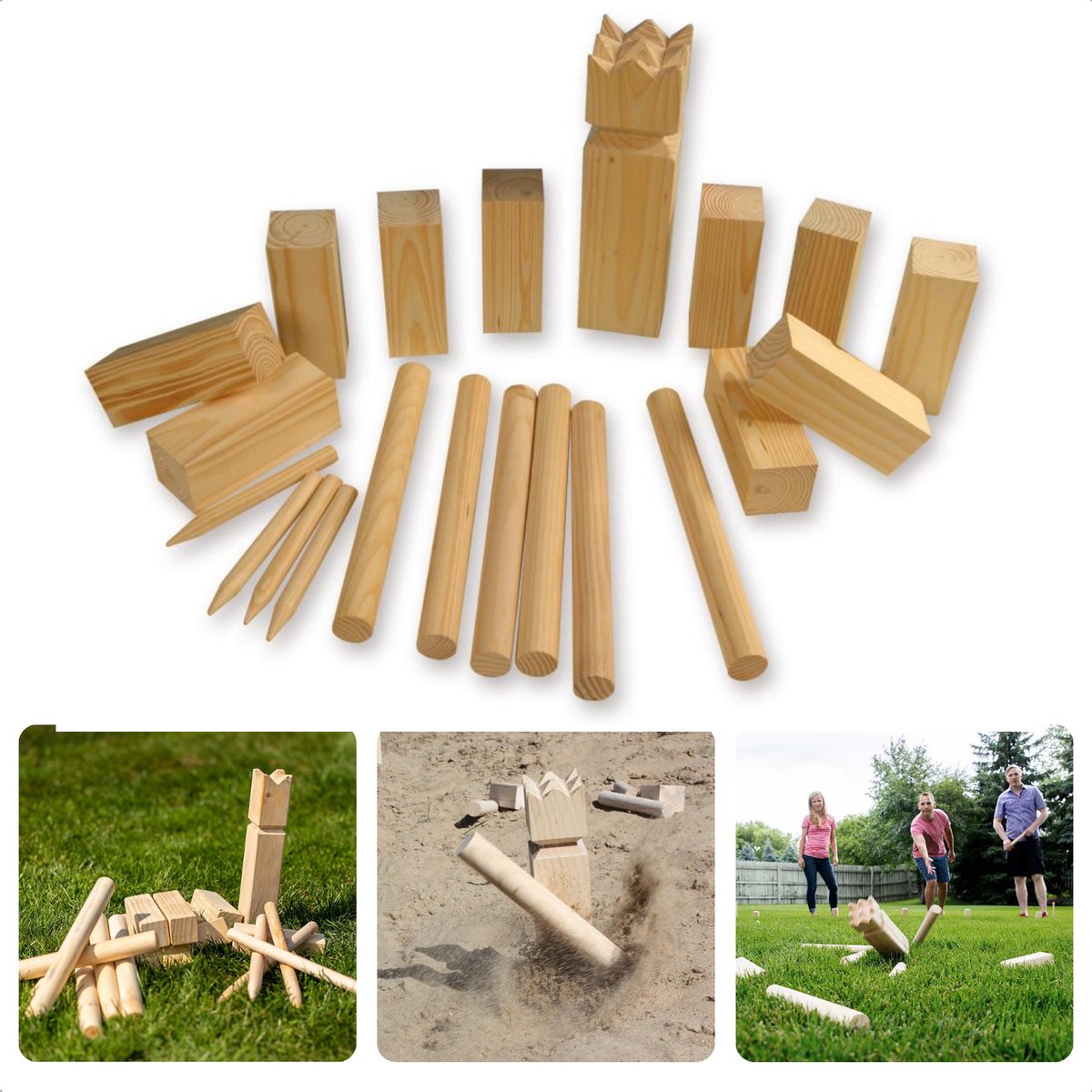 Cheqo® Kubb Spelset - Kubb Spel - Werpspel - 21-delig - Hout - Werpstokken -... | bol.com
