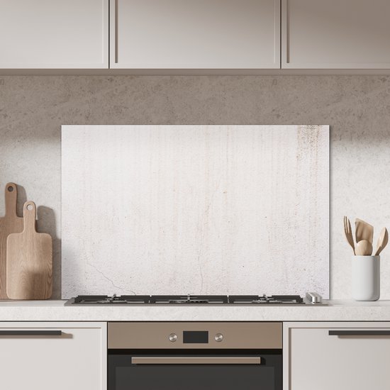 Spatscherm keuken 100x65 cm - Kookplaat achterwand Beton - Muur - Wit ...