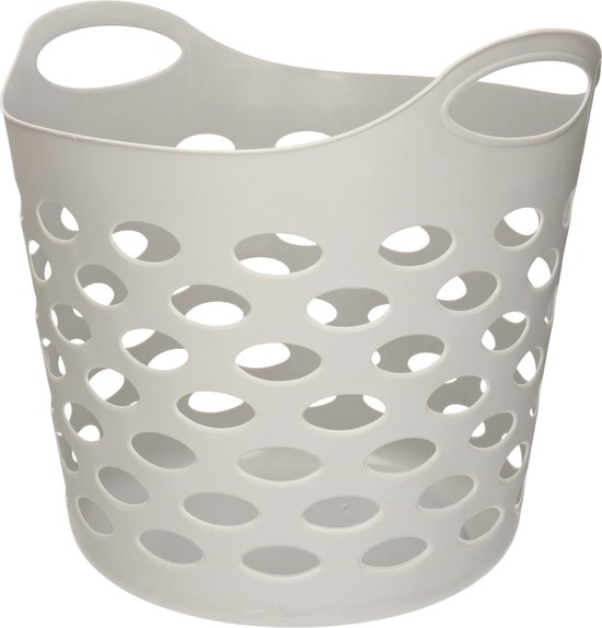 5Five Flexibele wasmand/opbergmand - rond - grijs - 40 liter - D38 x H38 cm | bol