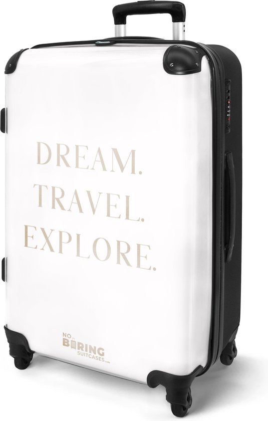 NoBoringSuitcases.com® - Koffer groot - Rolkoffer lichtgewicht - Wit ...