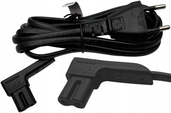 Hoekige C7 Stroomkabel 1.8m voor TV, Xbox, PS4 - Zwart | bol