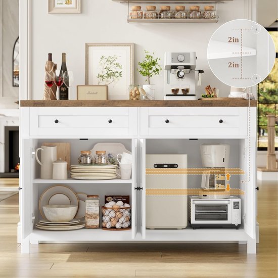 Breed Buffetkast met 4 Deuren en 2 Laden - Verstelbare Planken ...